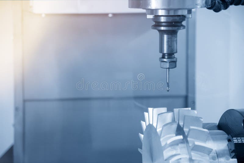 The 5-axis CNC Machine Cutting the Sample Part Stock Photo - Image of ...