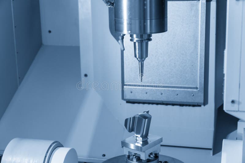 The 5-axis CNC Machine Cutting the Sample Part. Stock Photo - Image of ...