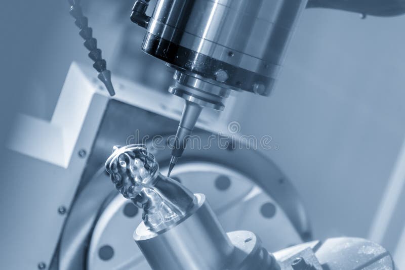 The 5 Axis CNC Machine Cutting the Sample Part Stock Image - Image of ...