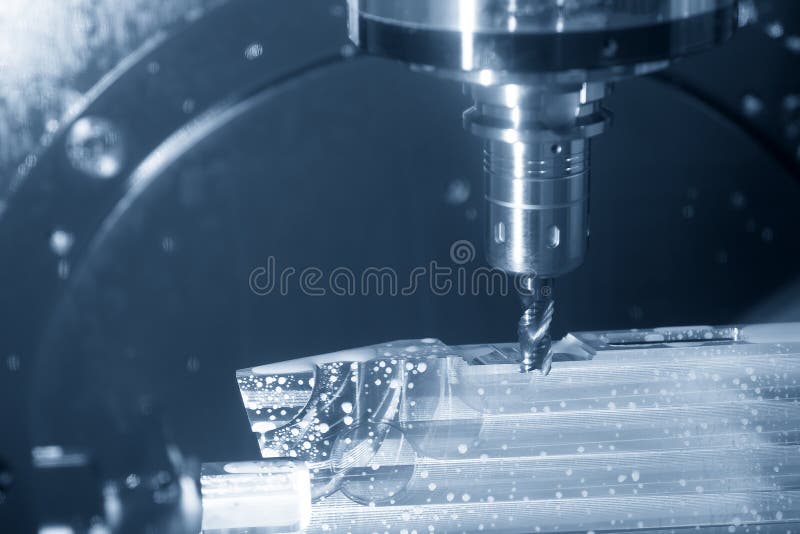 The 5 Axis CNC Machining Center Cutting the Aerospace Parts with Solid ...