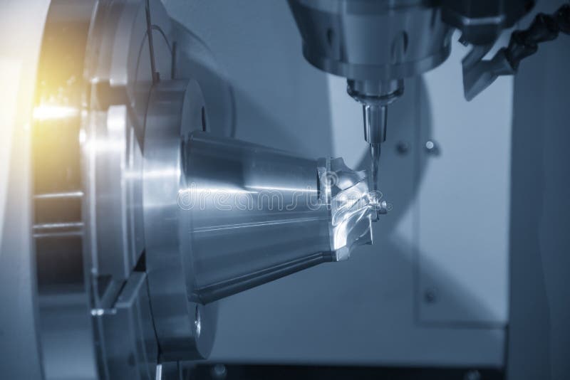 The 5-axis CNC Milling Machine Cutting Aerospace Part . Stock Photo ...