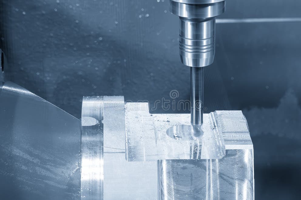 The 5-axis CNC Milling Machine Cutting the Aluminum Part with Ball Nose ...