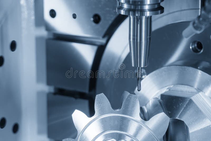 The 5-axis CNC Milling Machine Cutting the Automotive Part with Solid ...