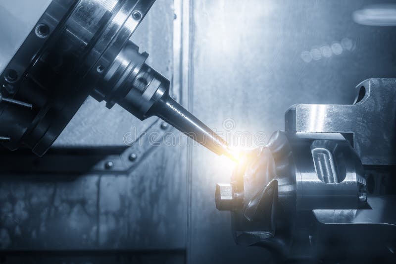 The 5-axis CNC Milling Machine Cutting the Automotive Part with Solid ...