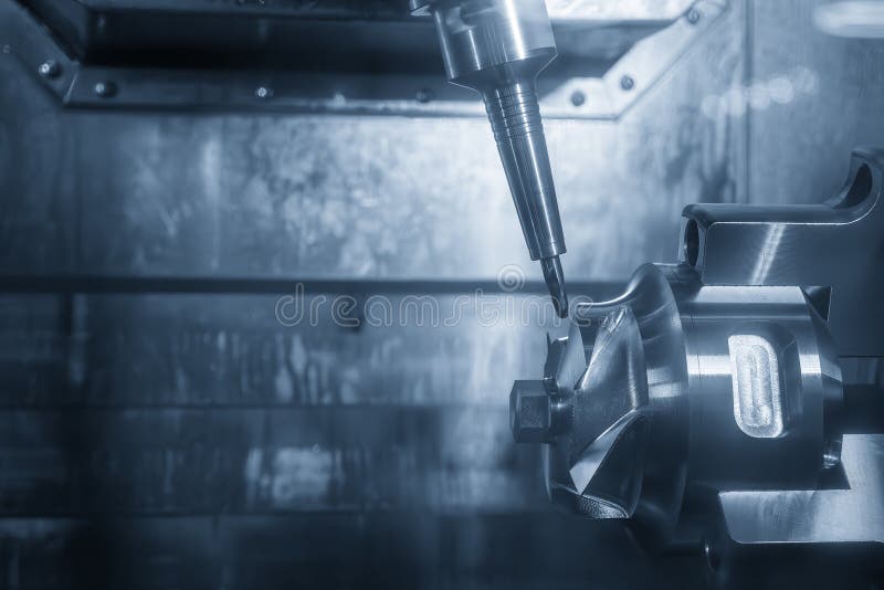 The 5-axis CNC Milling Machine Cutting the Automotive Part with Solid ...