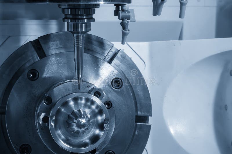 The 5-axis CNC Milling Machine Cutting the Automotive Part with Solid ...