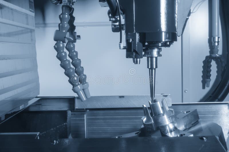 The 5-axis CNC Milling Machine Cutting the Automotive Part with Solid ...
