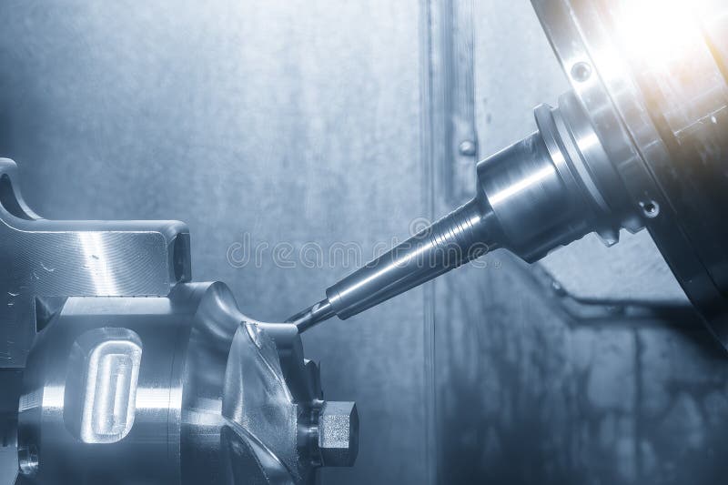 The 5-axis CNC Milling Machine Cutting the Automotive Part with Solid ...