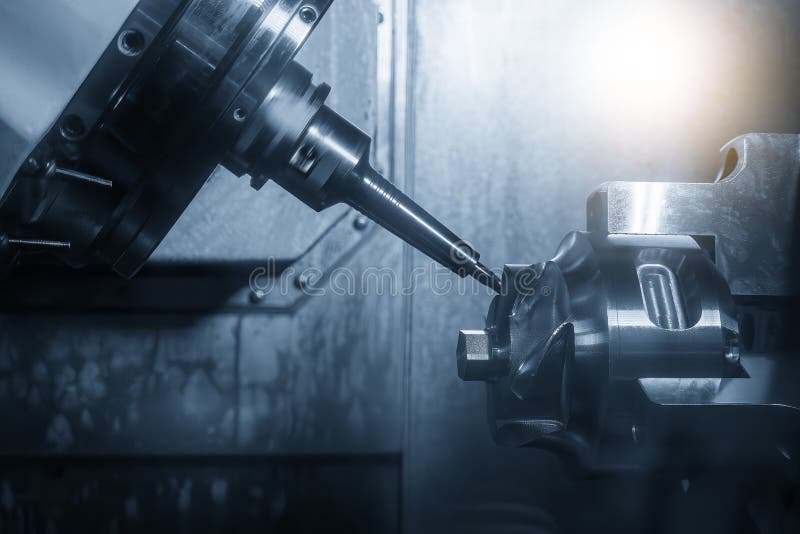 The 5-axis CNC Milling Machine Cutting the Automotive Part with Solid ...