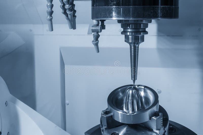 The 5-axis CNC Milling Machine Cutting the Sample Part with Solid Ball ...