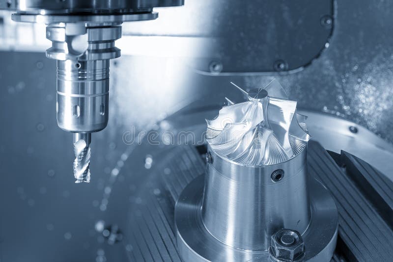 The 5-axis CNC Milling Machine Cutting the Turbocharger Part with Solid ...