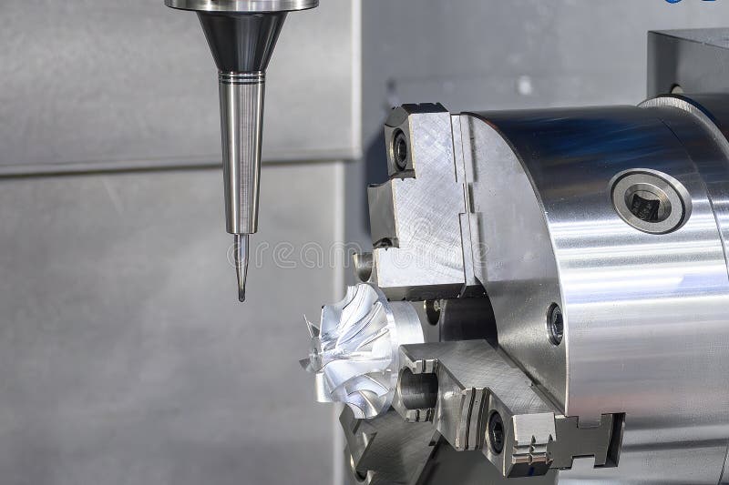 The 4-axis CNC Milling Machine Cutting the Turbocharger Part with Solid ...