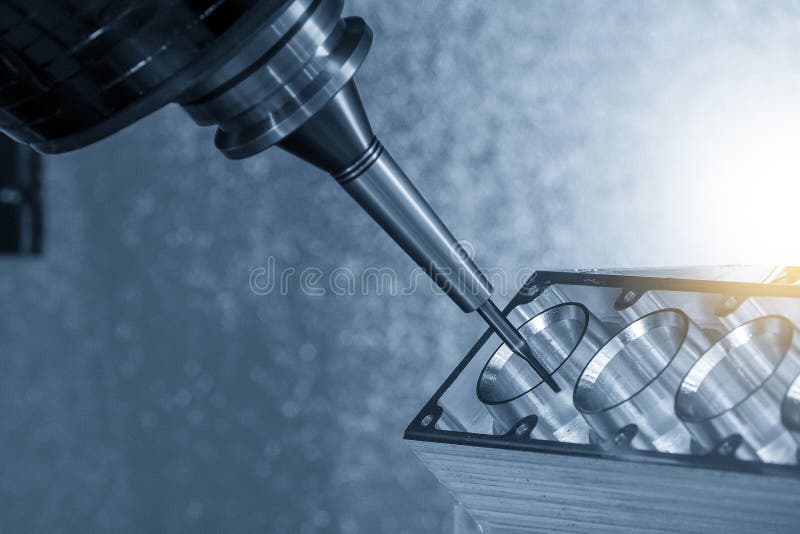 The 5-axis Machining Center Cutting the V8 Cylinder Block with Solid ...