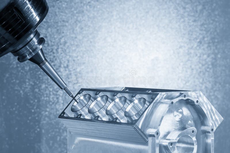 The 5-axis Machining Center Cutting the V8 Engine Cylinder Block with ...