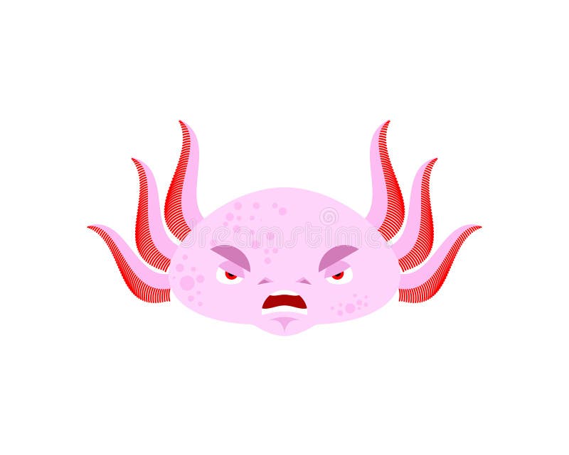 Axolotl Angry. Salamander Evil Emotions Avatar, Aggressive Stock Vector ...