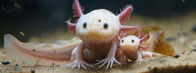 Axolotl in an Aquarium. Selective Focus Stock Photo - Image of albino ...