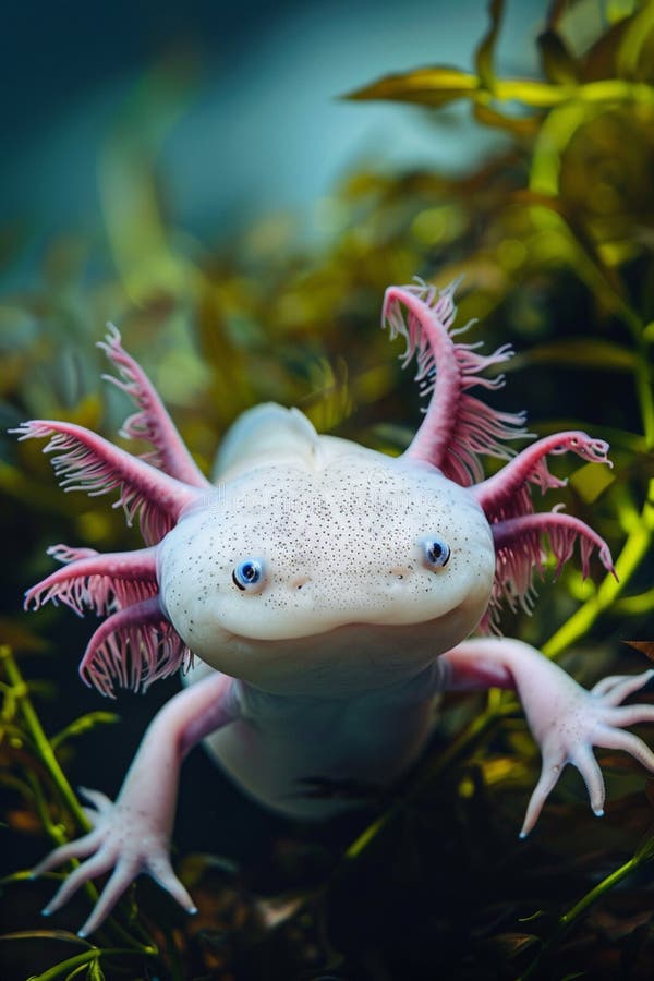 Axolotl in Aquarium Water. Selective Focus Stock Photo - Image of ...