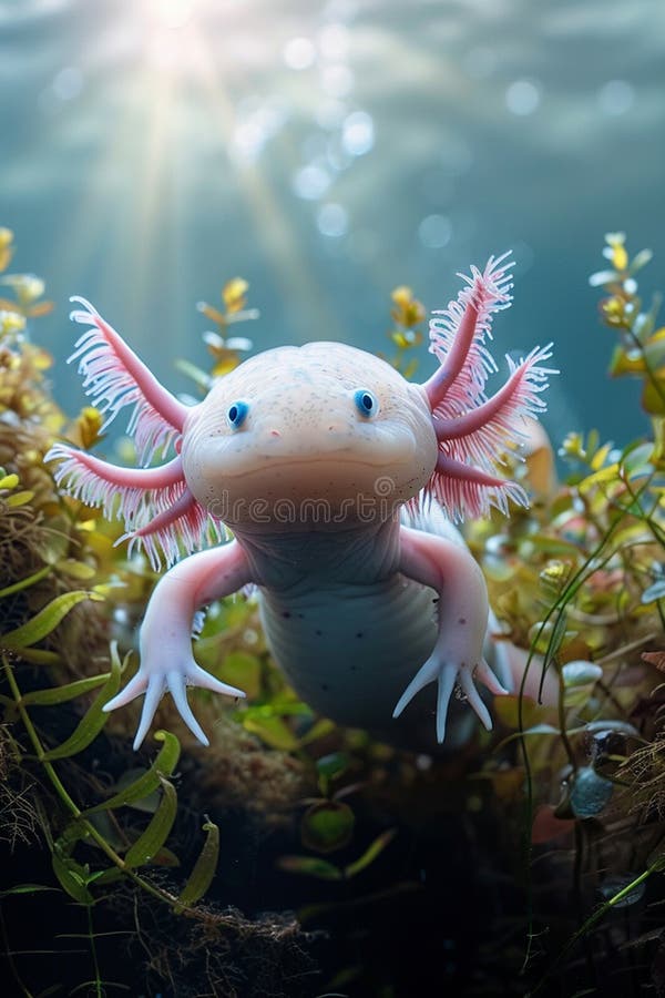 Axolotl in Aquarium Water. Selective Focus Stock Image - Image of ...