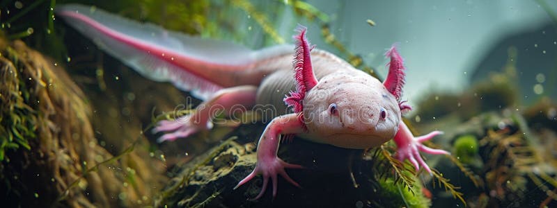 Axolotl in Aquarium Water. Selective Focus Stock Image - Image of ...