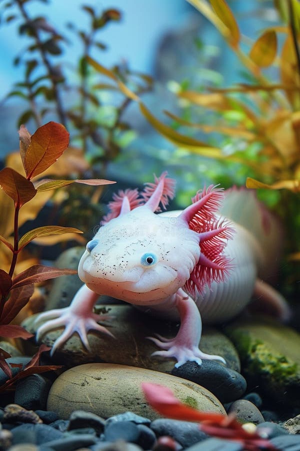 Axolotl in Aquarium Water. Selective Focus Stock Image - Image of ...