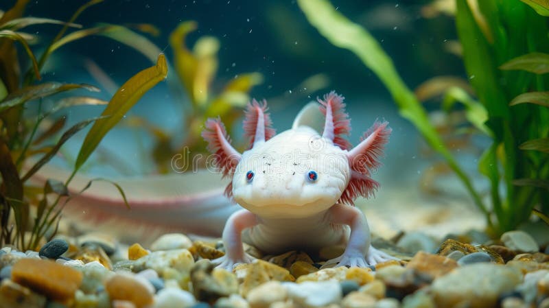 Axolotl in Aquarium Water. Selective Focus Stock Photo - Image of ...