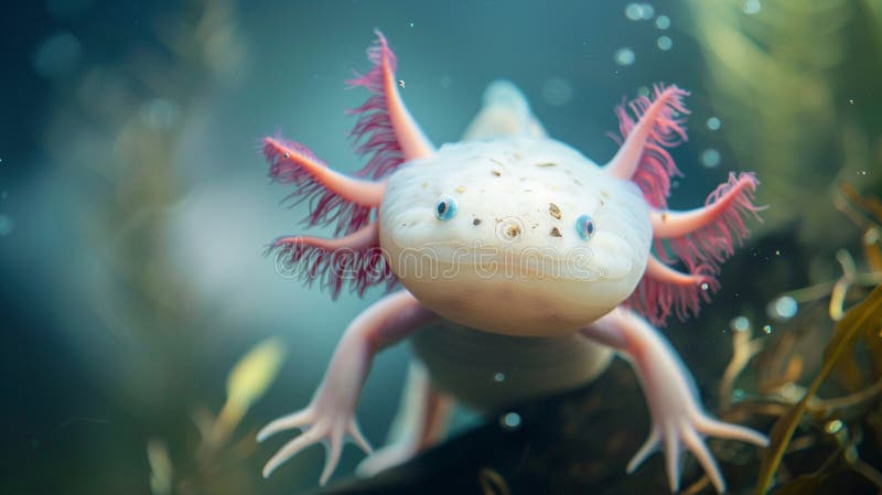 Axolotl in Aquarium Water. Selective Focus Stock Photo - Image of ...