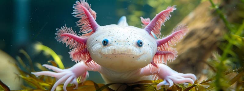 Axolotl in Aquarium Water. Selective Focus Stock Photo - Image of ...