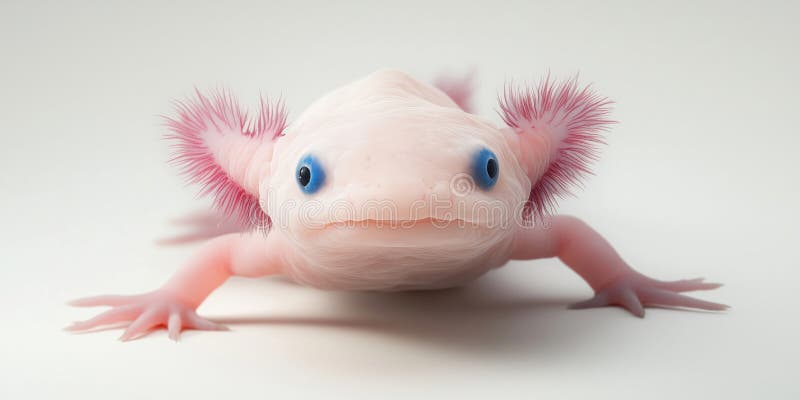 Axolotl with Pink Skin and Blue Eyes Showcasing Unique Features and ...