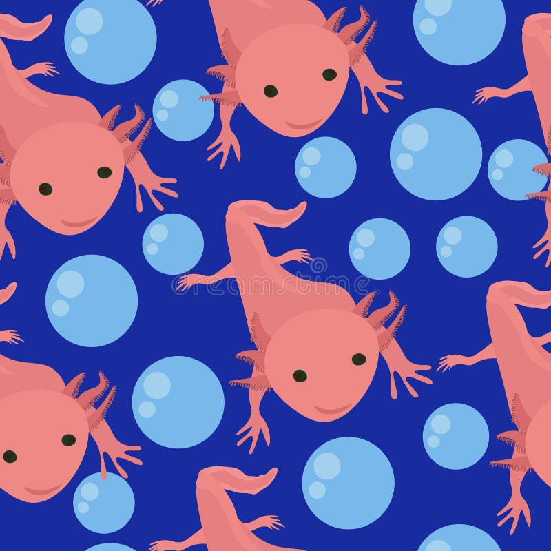 Axolotl Seamless Pattern, Cute Animal and Stars for Fabric, Paper or ...