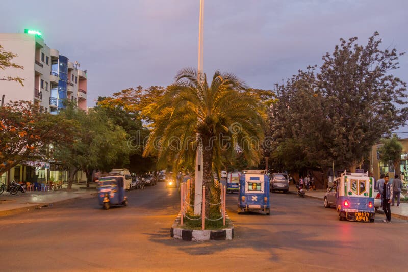 AXUM, ETHIOPIA - MARCH 18, 2019: Evening View of a Road in Axum, Ethiop ...