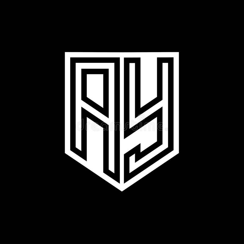 AY Logo Monogram Shield Geometric Black Line Inside White Shield Color ...