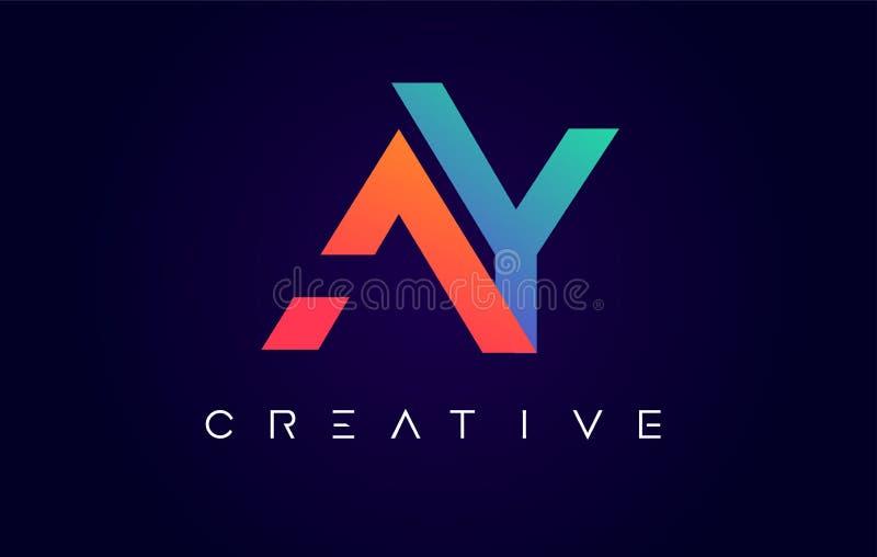 AY Logo Letter Design with Modern Creative Concept and Orange Blue ...