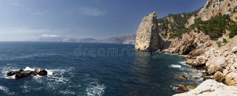Beautiful Beach of Gurzuf, Crimea, Black Sea Stock Image - Image of ...