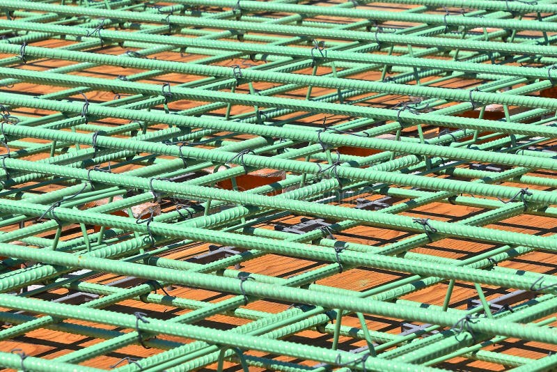 Green Rebar in Layers on a Bridge Building Project Stock Photo - Image ...