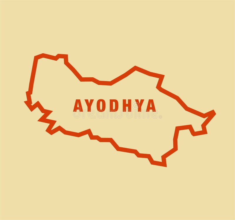 Ayodhya District Vector Map with Bold Orange Outline of Uttar Pradesh ...