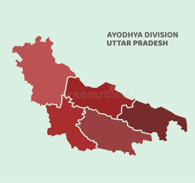 Ayodhya Division Map of Uttar Pradesh State India Stock Vector ...