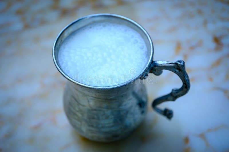 Ayran from an Old Authentic Glass - Turkish Traditional Drink Ayran ...