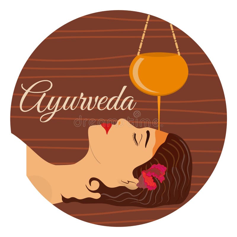 Logotipo Del Tratamiento Del Shirodhara De Ayurveda Ejemplo Del Vector