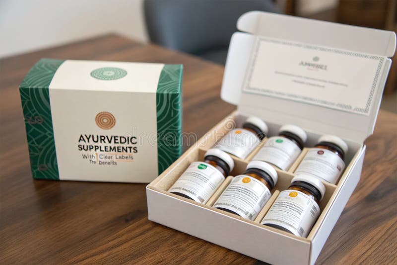 Ayurvedic Supplements in a Labeled Box Stock Illustration ...