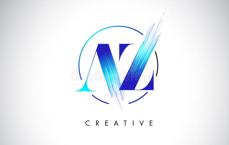 AZ Brush Stroke Letter Logo Design. Blue Paint Logo Leters Icon Stock ...