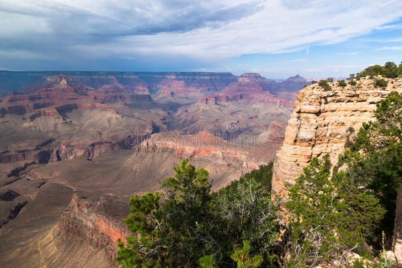 Panoramic View of Grand Canyon at Pima Point Stock Image - Image of ...