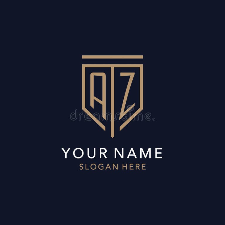 AZ Initial Logo Monogram with Simple Luxury Shield Icon Design Stock ...
