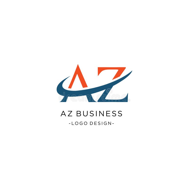 AZ Letter Logo Design with Serif Font and Swoosh Vector Illustration ...