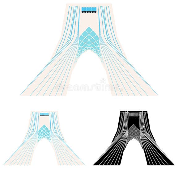 Azadi Tower in front view stock vector. Illustration of drawing - 172528750
