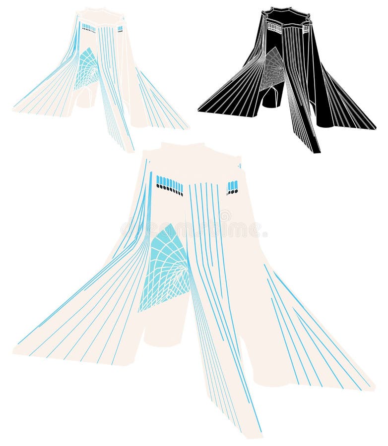 Azadi Tower in Perspective View Stock Vector - Illustration of asia ...