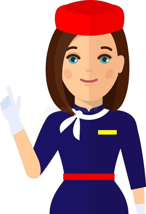 Azafata Con Uniforme De Estilo Plano. Ilustración del Vector ...