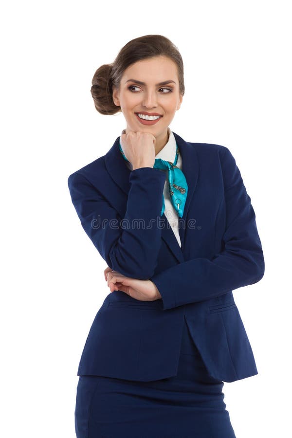 Azafata De Aire Sonriente Looking Away Imagen de archivo - Imagen de ...