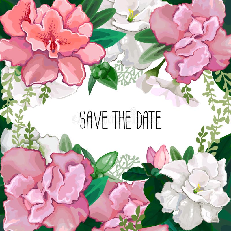 Azalea Card with Floral Bouquets Stock Vector - Illustration of element ...