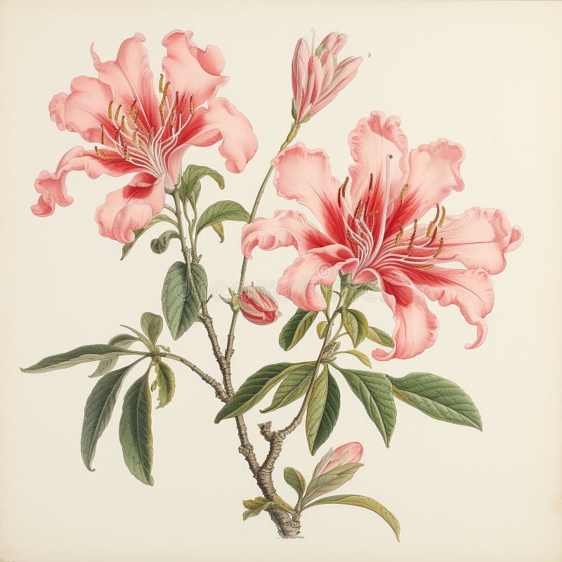 Azalea flowers stock illustration. Illustration of azaleas - 282615216