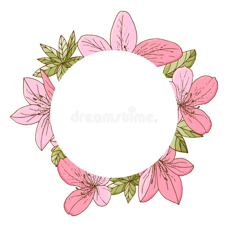 Azalea Frame in Hand Drawn Style. Stock Illustration - Illustration of ...